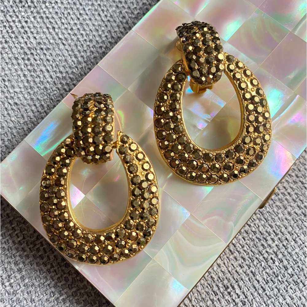 Vintage Jay Feinberg 80s Strass Rhinestone Earrings S… - Gem